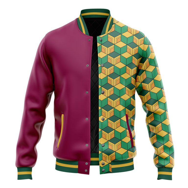 Giyu Tomioka Pattern Demon Slayer Varsity Jacket - Demon Slayer Store