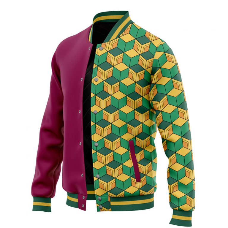 Giyu Tomioka Pattern Demon Slayer Varsity Jacket - Demon Slayer Store