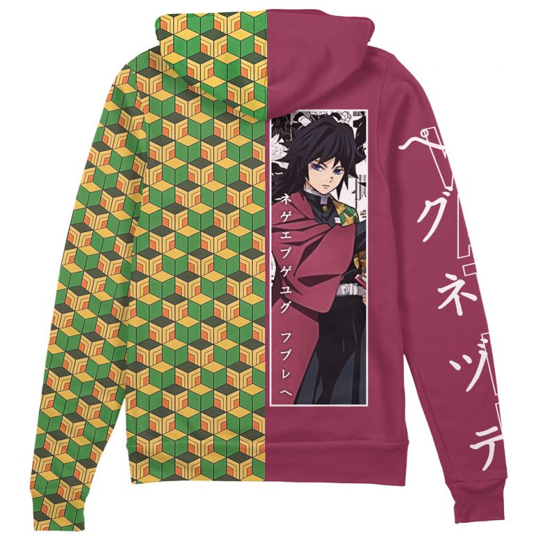 Giyu Tomioka Haori Demon Slayer Streetwear Zip Hoodie Jacket - Demon ...