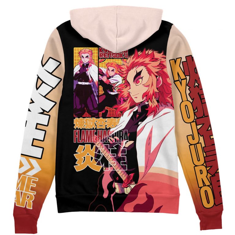 Kyojuro Rengoku V2 Demon Slayer Streetwear Zip Hoodie Jacket - Demon ...