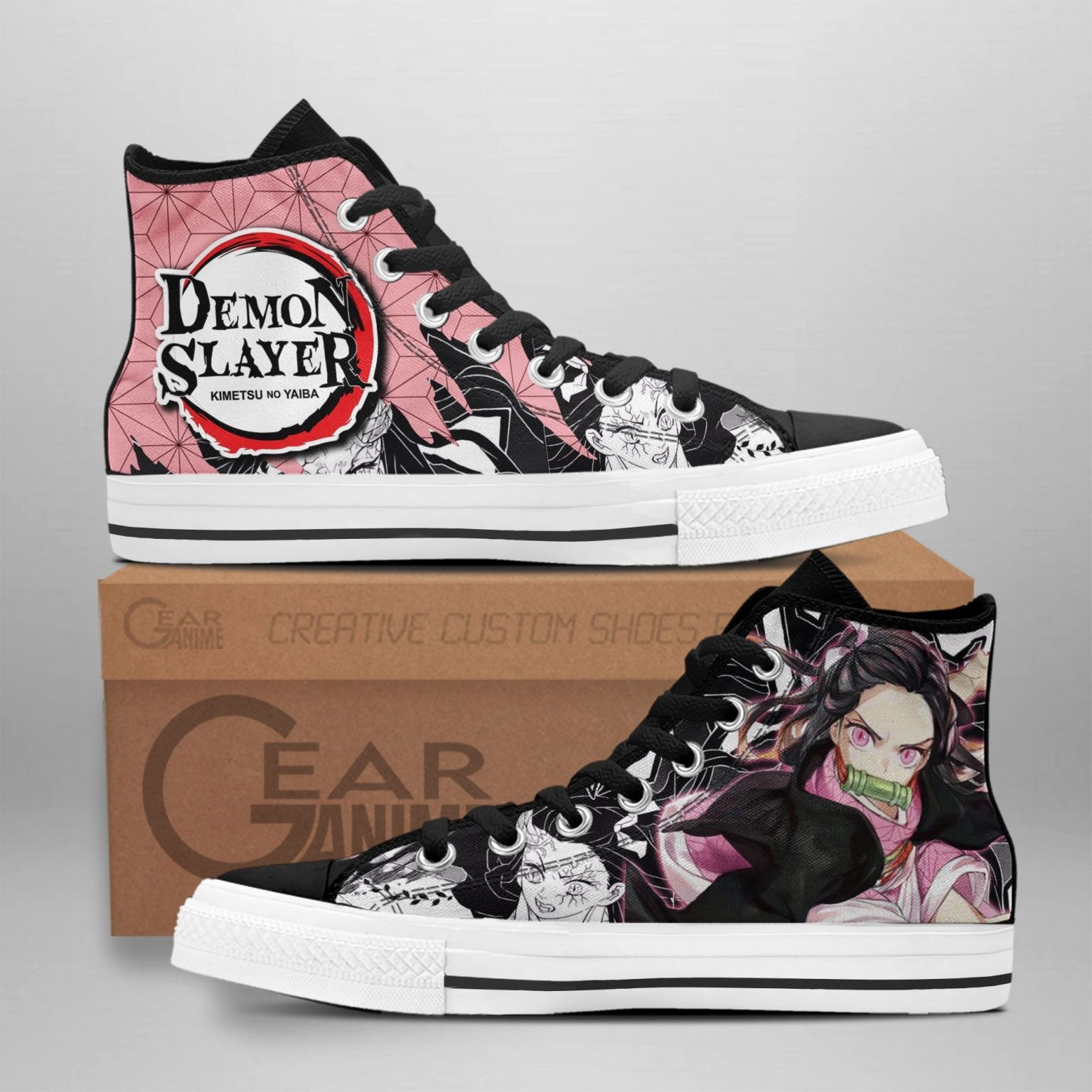 Nezuko High Tops Canvas Shoes Blood Demon Art Edition - Demon Slayer Store
